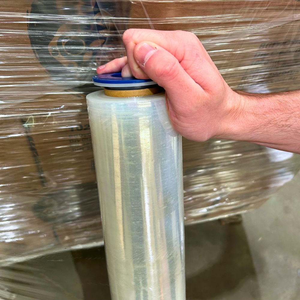 Dual Rotating Plug Hand Stretch Wrap Dispenser | Biogone