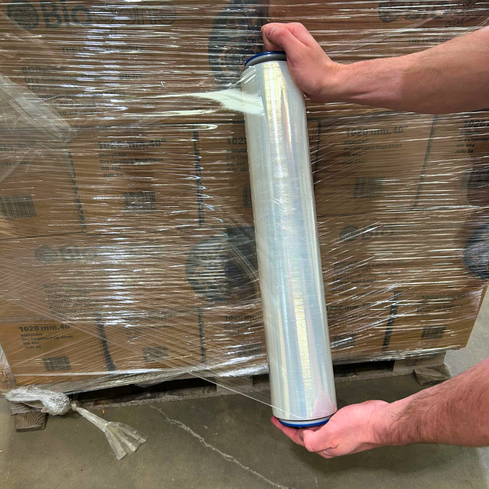 Dual Rotating Plug Hand Stretch Wrap Dispenser | Biogone